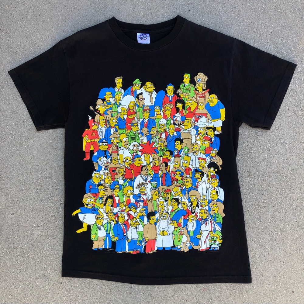 2007 The Simpsons Characters Collage Black Tee - Size… - Gem